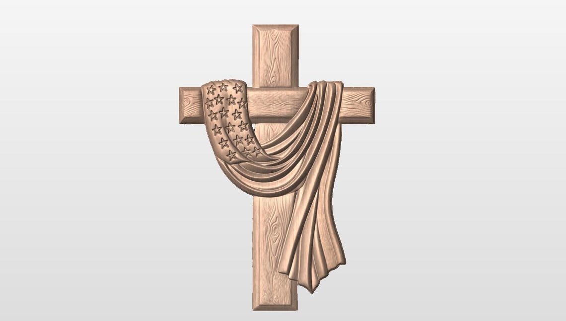 Flag Draped Cross 3D STL Model: CNC Router Files (digital File) - Etsy