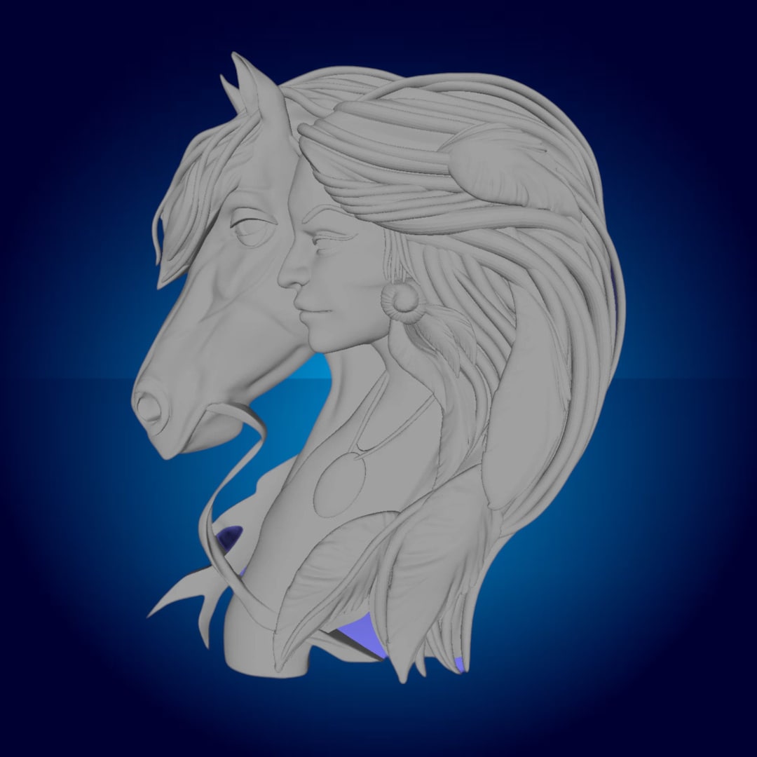 Indian Girl and Horse 3D STL Model for CNC (digital Download) - Etsy
