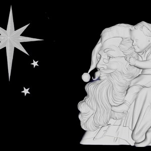 Santa and Kid Christmas 3D CNC Router Files, 3d Stl File, Vectric ...