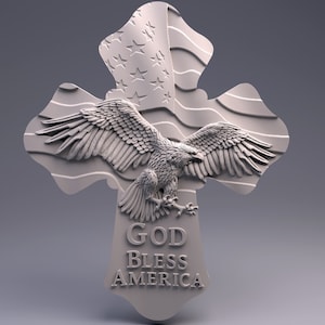 God Bless America Cross: Eagle & Flag 3D STL File - Etsy