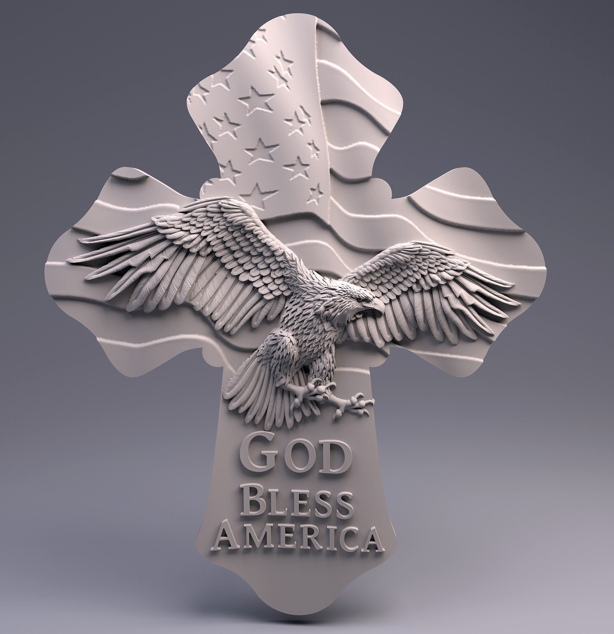 God Bless America Cross: Eagle & Flag 3D STL File - Etsy