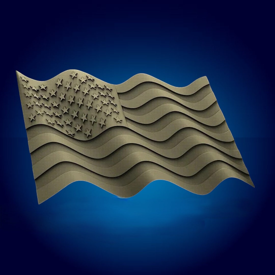 Wavy USA Flag 3D STL File: CNC Router Patriot Design (digital File) - Etsy