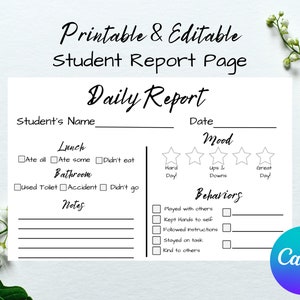Daily Student Report Card Bundle// Canva Template // Teacher Parent Communication // IEP ...
