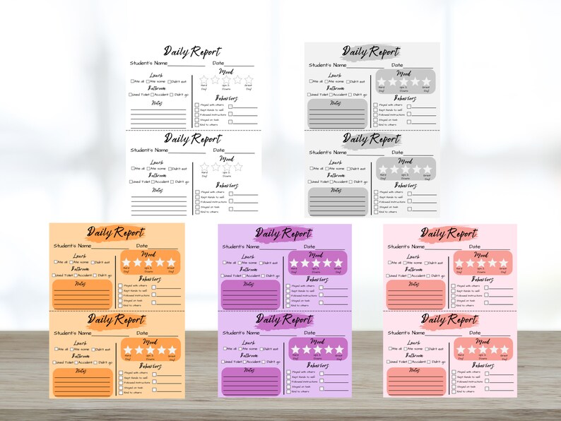 Daily Student Report Card Bundle// PDF Instant Download // Teacher ...