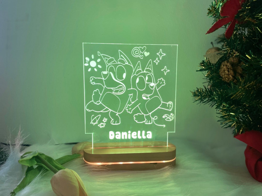 Personalized BLUEY Night Light Wood Base BLUEY Led Light - Etsy