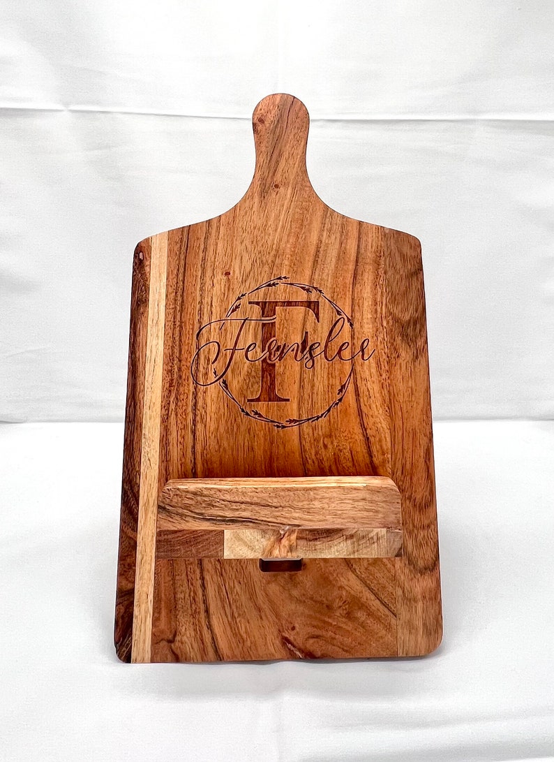 Personalized Monogrammed Acacia Wood Recipe Stand/tablet Stand - Etsy