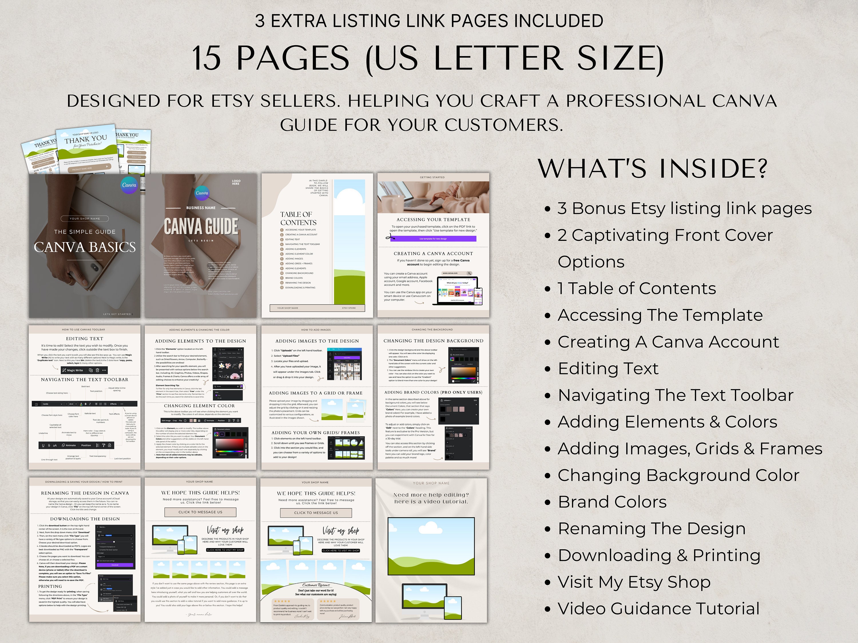 Canva Instructions Guide Template for Etsy Sellers, Digital Product ...