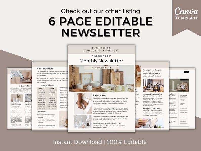 Editable Business Newsletter Template, Canva Newsletter (digital ...