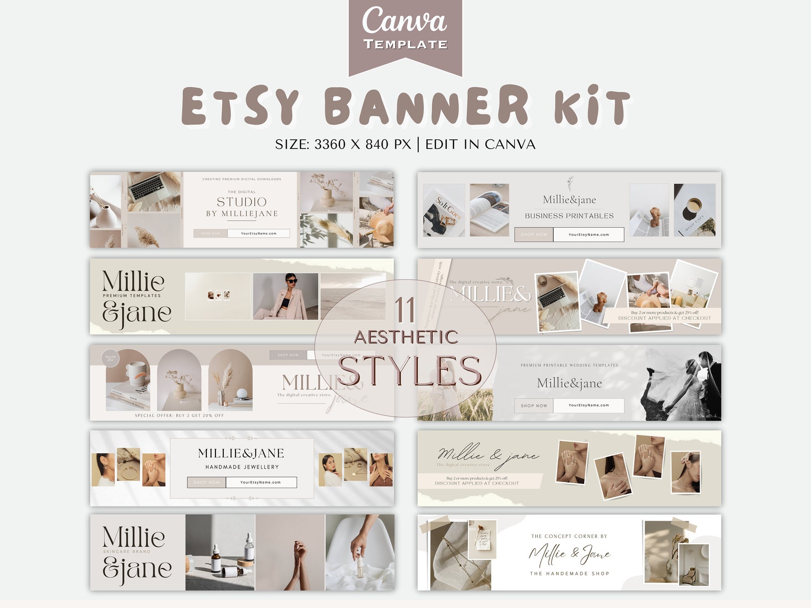 Etsy Banner Template Bundle, Etsy Shop Banners, Etsy Shop Kit, Sell on ...