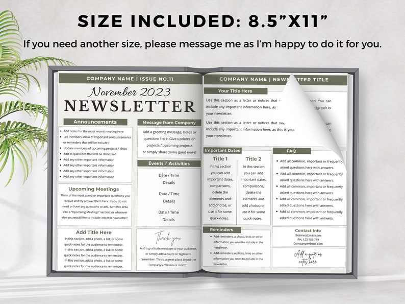Editable Business Newsletter Template, Editable Newsletter Template ...