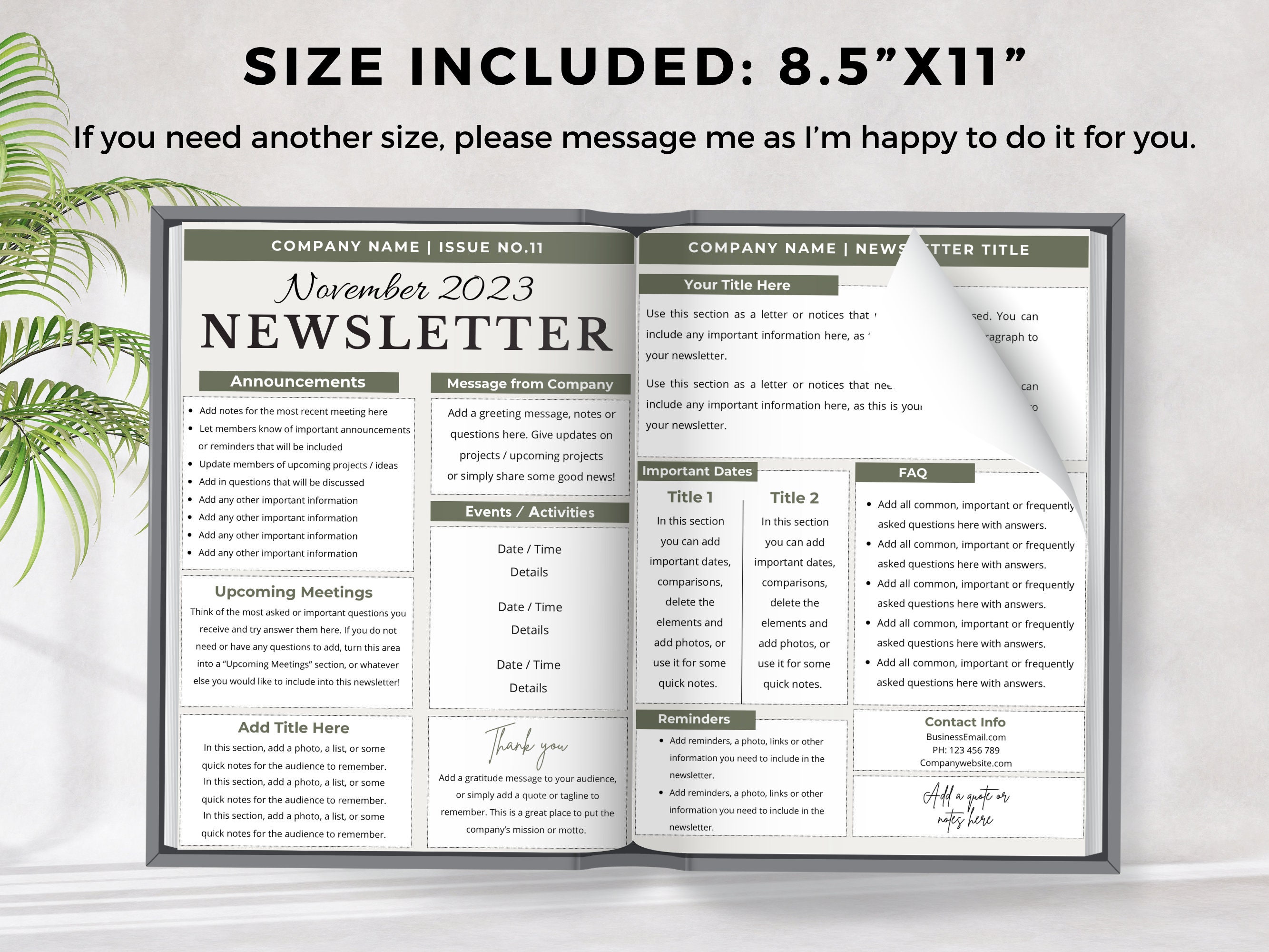 Editable Business Newsletter Template, Canva Layout (digital Download ...