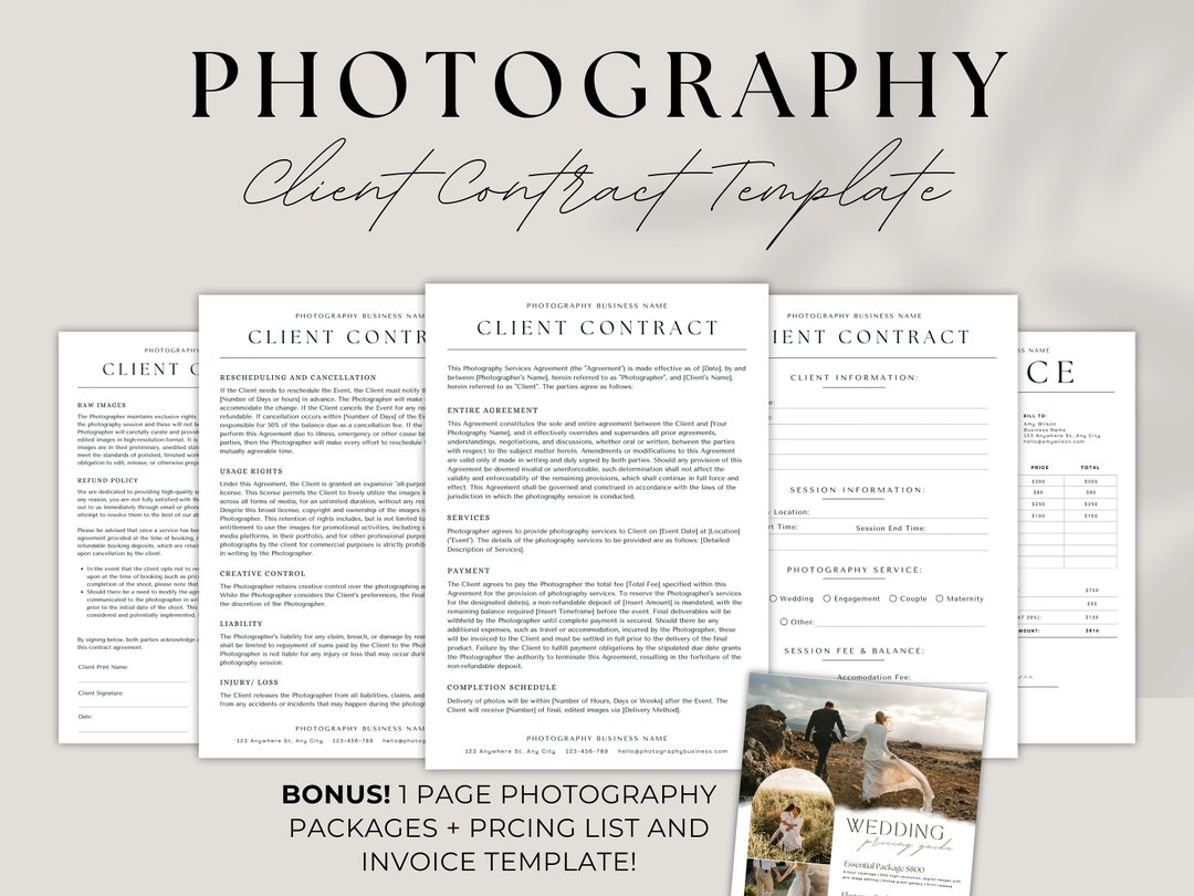 Photography Client Contract Template Photography Forms Client Agreement ...