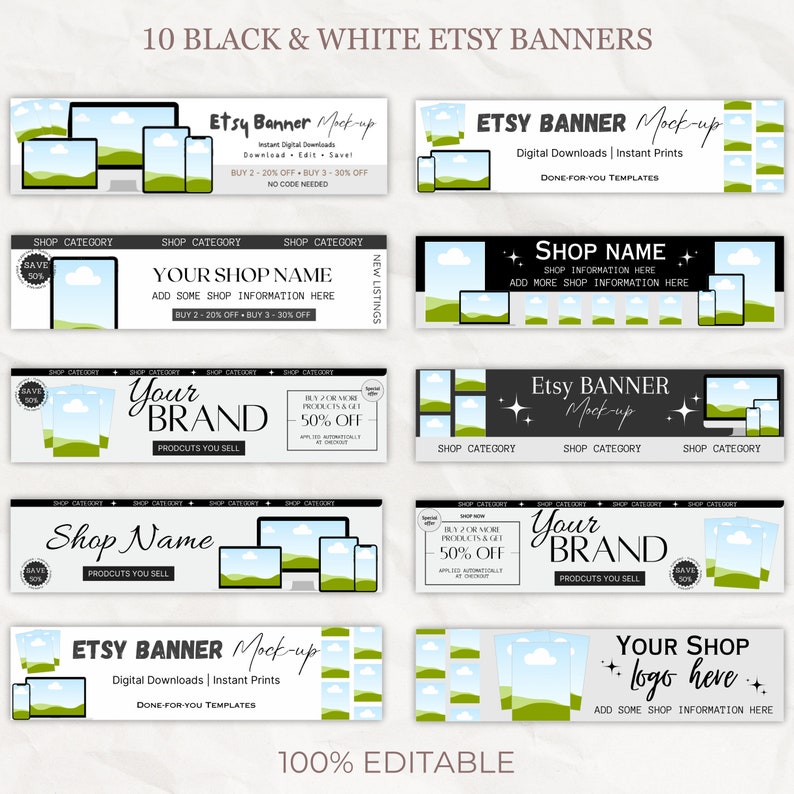 Etsy Banner Template Bundle, Etsy Shop Banners, Etsy Shop Kit, Sell on ...