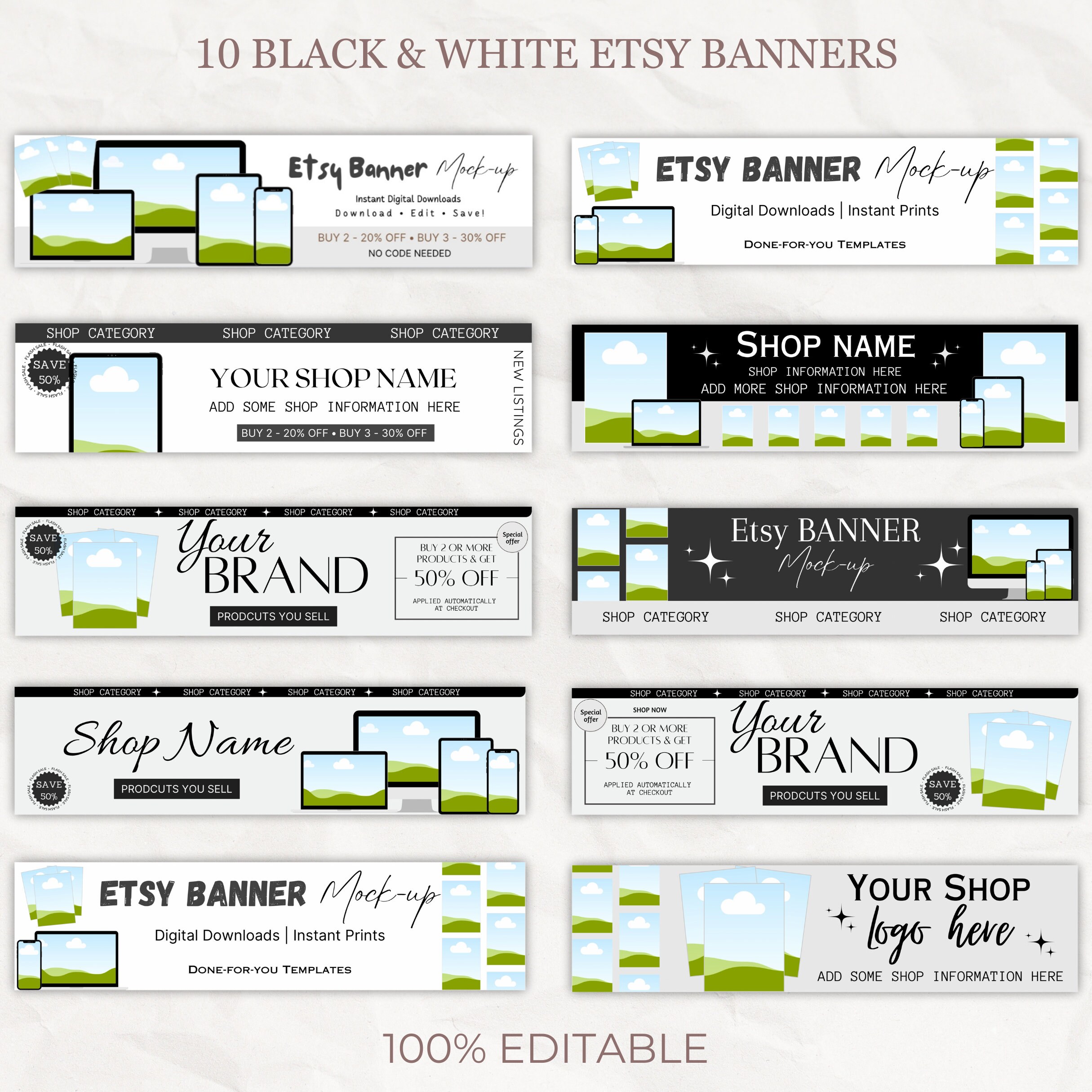 Etsy Banner Template Bundle, Etsy Shop Banners, Etsy Shop Kit, Sell on ...