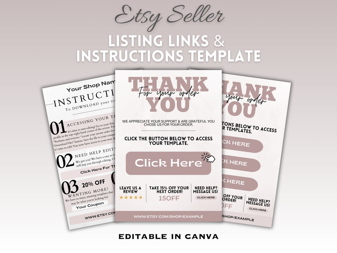 Etsy Digital Product Instructions Template, Thank You Note for Digital ...