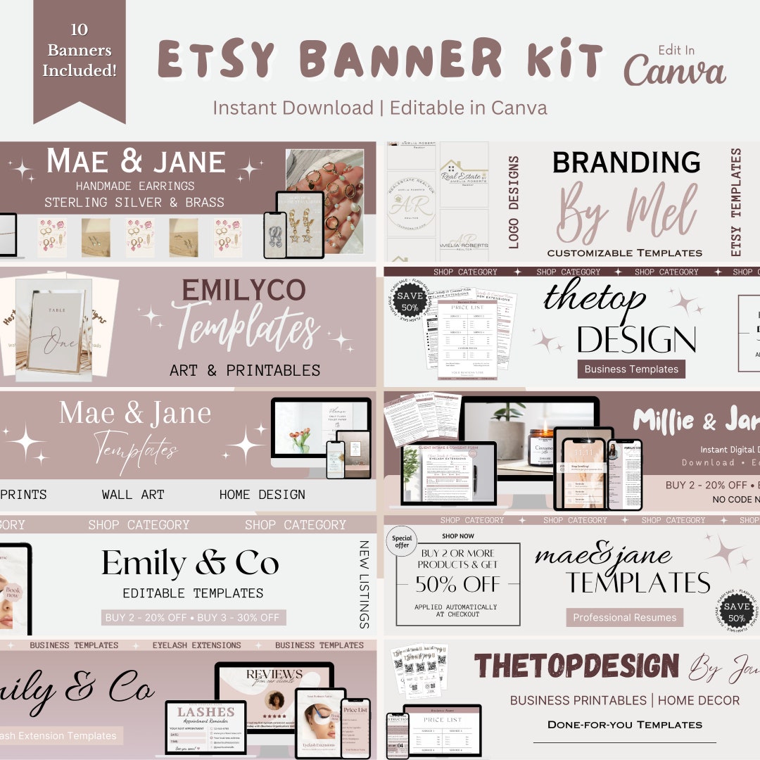 Etsy Banner Template Bundle, Etsy Shop Banners, Etsy Shop Kit, Sell on ...