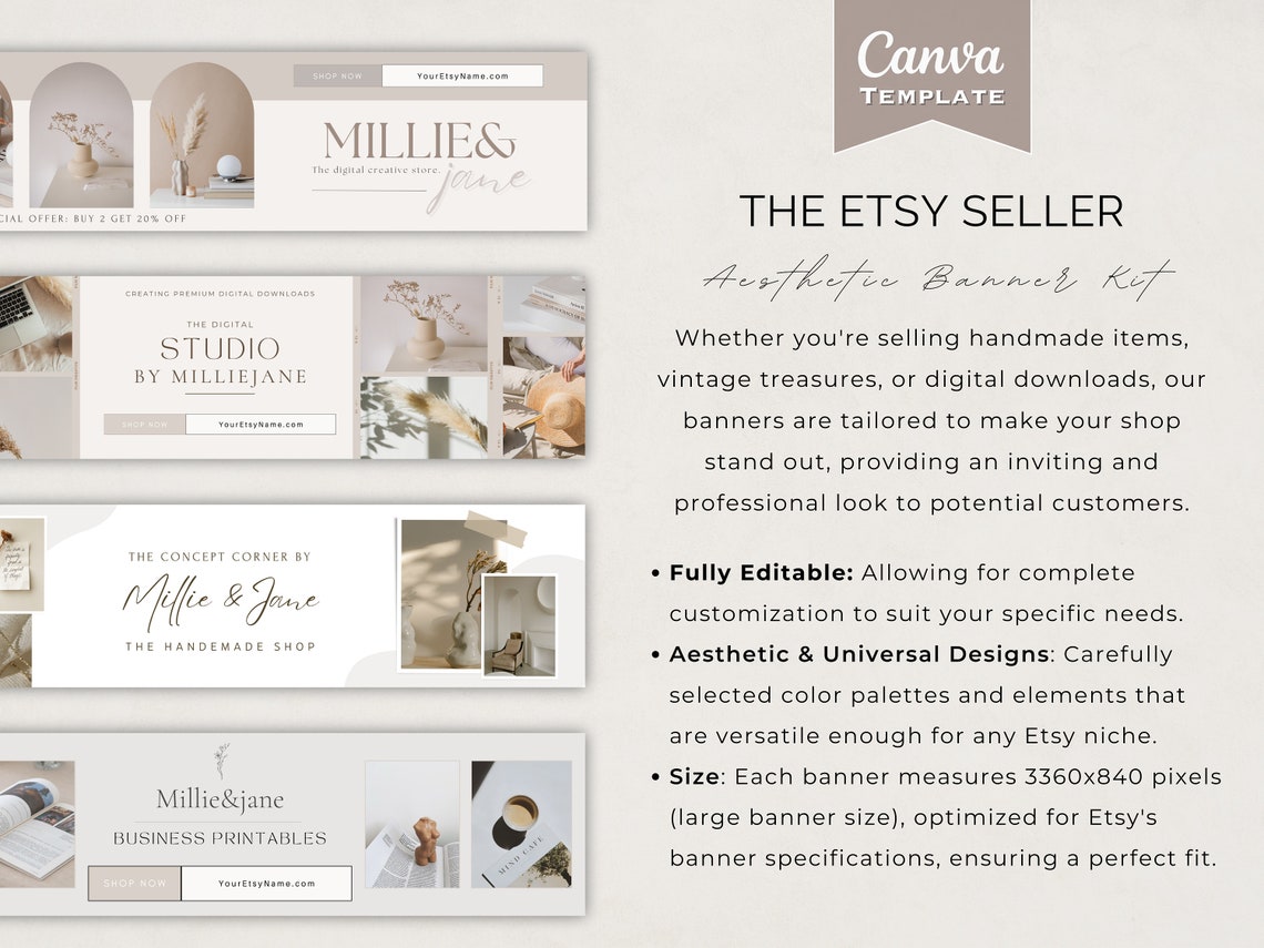 Etsy Banner Template Bundle, Etsy Shop Banners, Etsy Shop Kit, Sell on ...