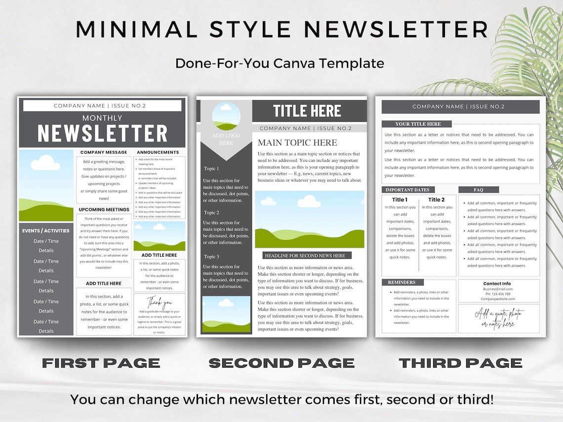 Editable Business Newsletter Template, Editable Newsletter Template ...