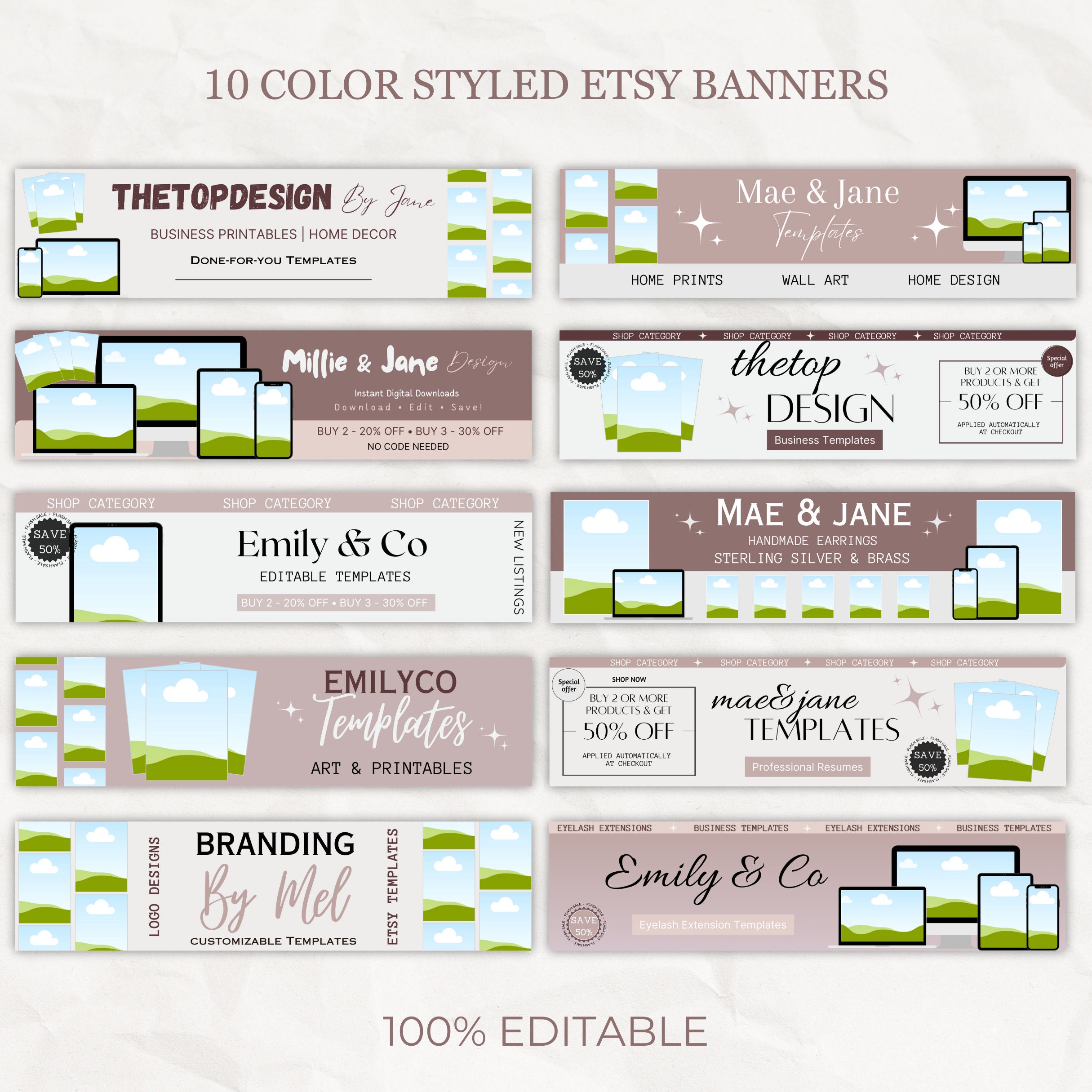Etsy Banner Template Bundle, Etsy Shop Banners, Etsy Shop Kit, Sell on ...