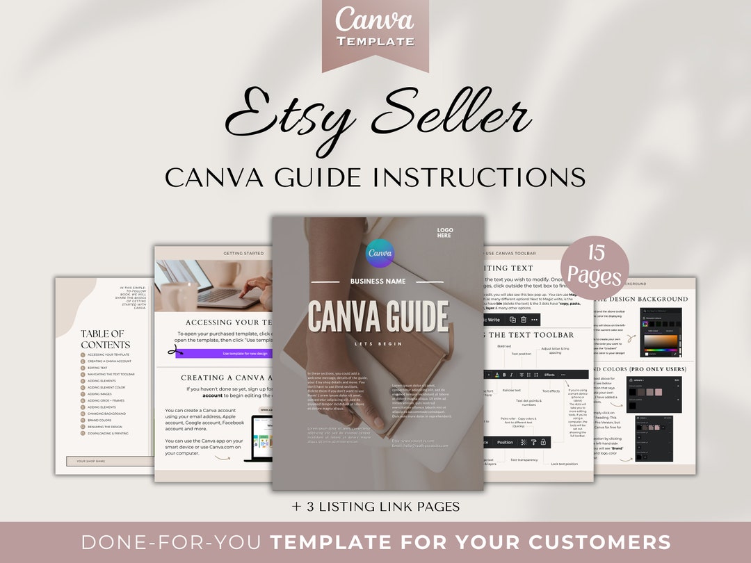 Canva Instructions Guide Template for Etsy Sellers, Digital Product ...