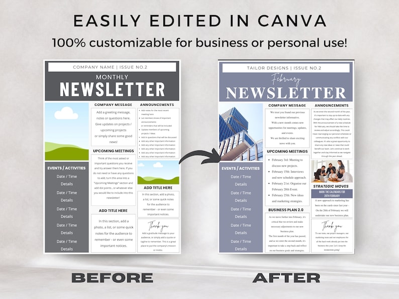 Editable Business Newsletter Template, Editable Newsletter Template ...