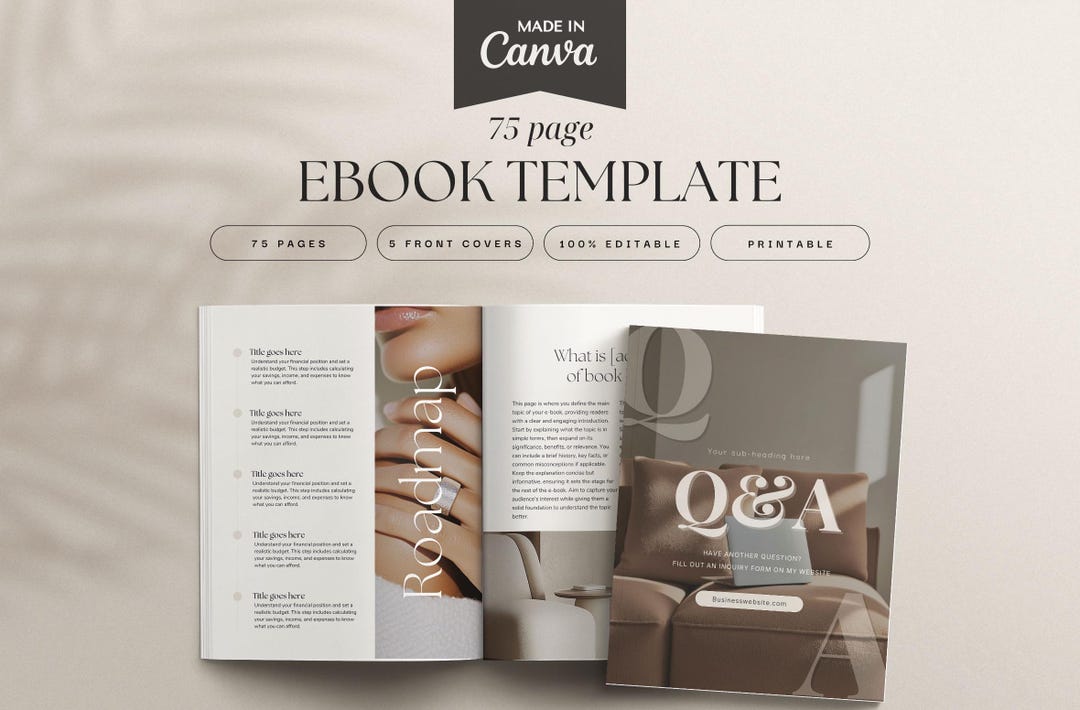 75-page E-book Template, Canva Workbook, Course Creator (digital ...