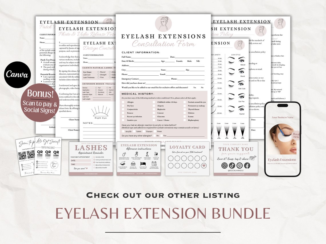 Editable Lash Lift and Brow Lamination Forms Printable - Etsy