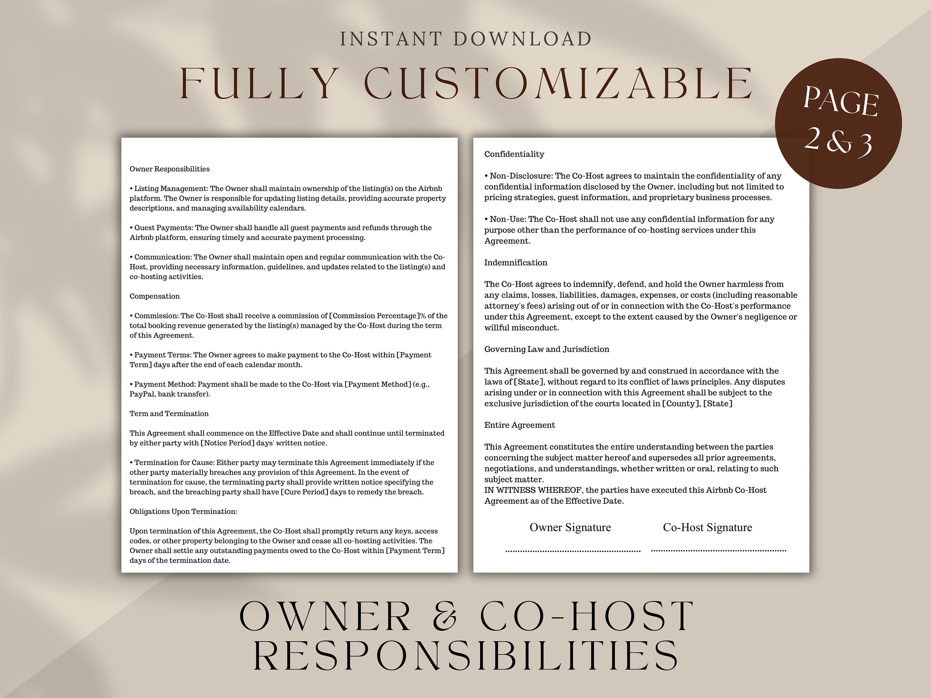 Airbnb Co-host Agreement Template | Customizable Short Term Rental ...