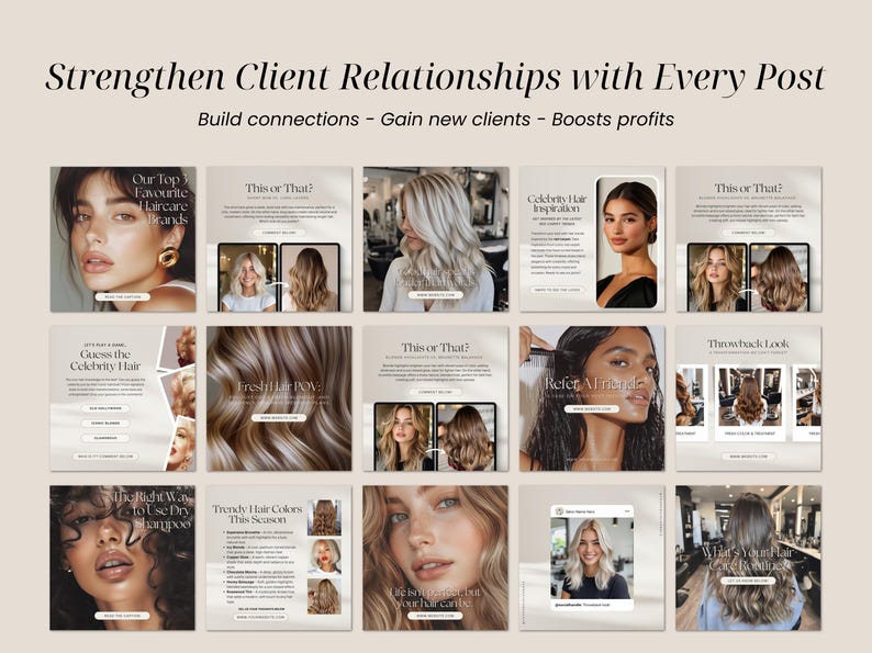 Hair Stylist Instagram Post Templates, Salon Social Media (canva) - Etsy