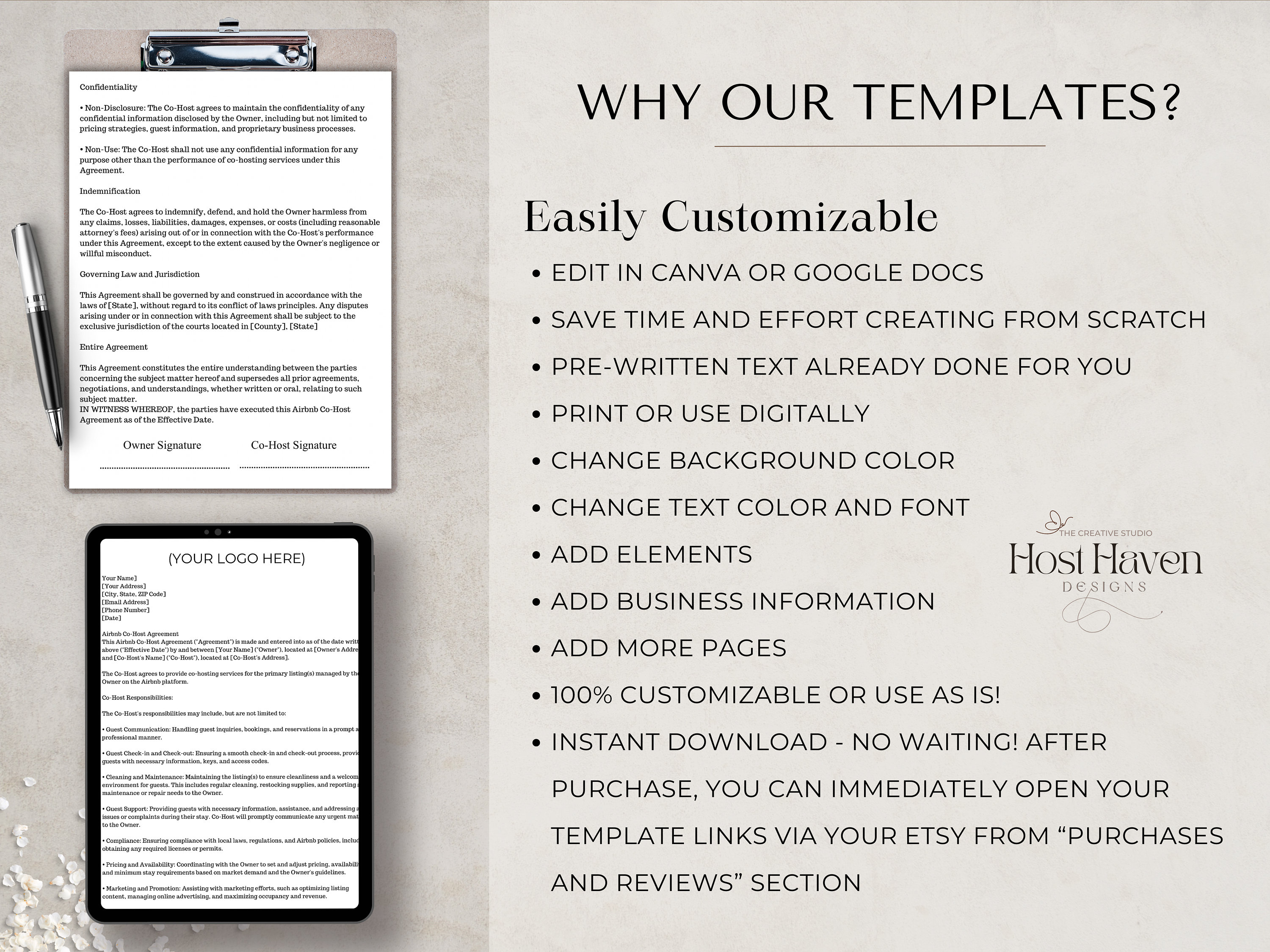 Airbnb Co-host Agreement Template | Customizable Short Term Rental ...