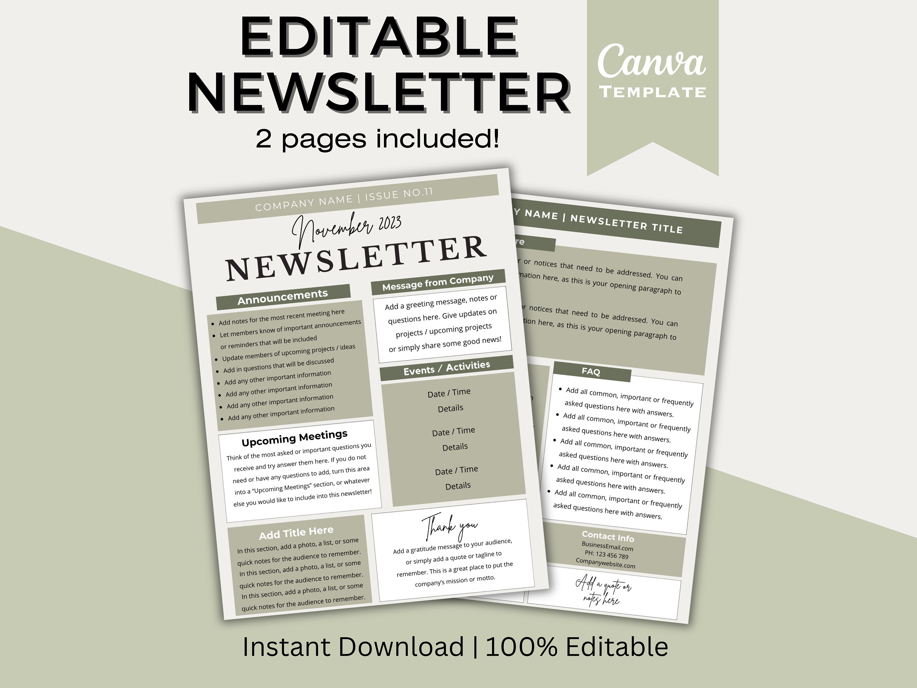 Editable Business Newsletter Template, Editable Newsletter Template ...