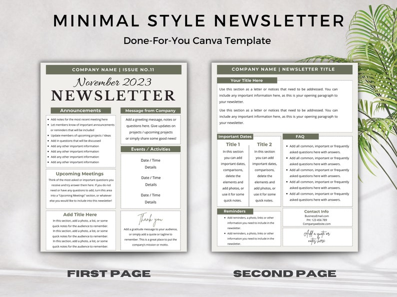 Editable Business Newsletter Template, Canva Layout (digital Download ...