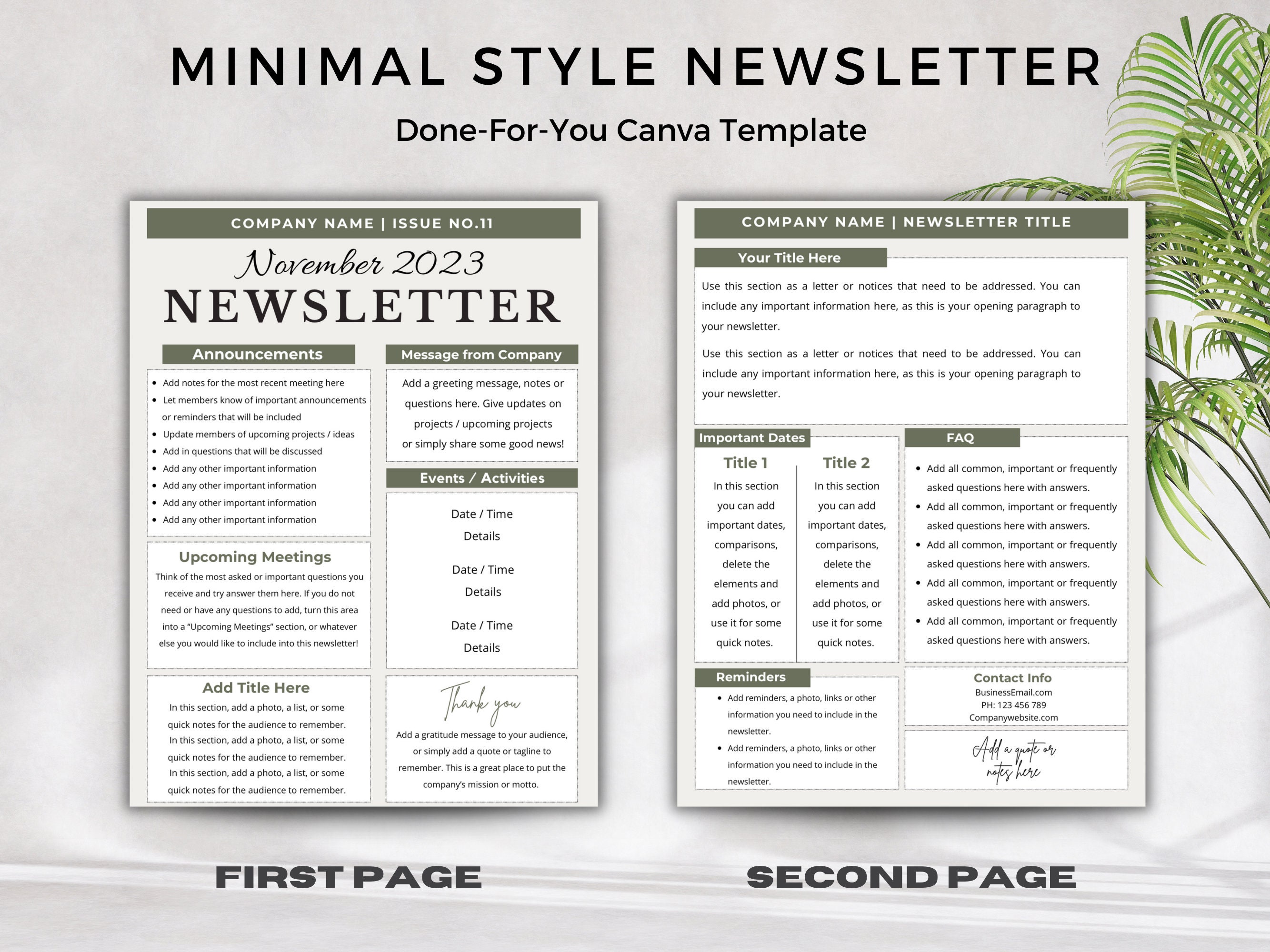 Editable Business Newsletter Template, Canva Layout (digital Download ...