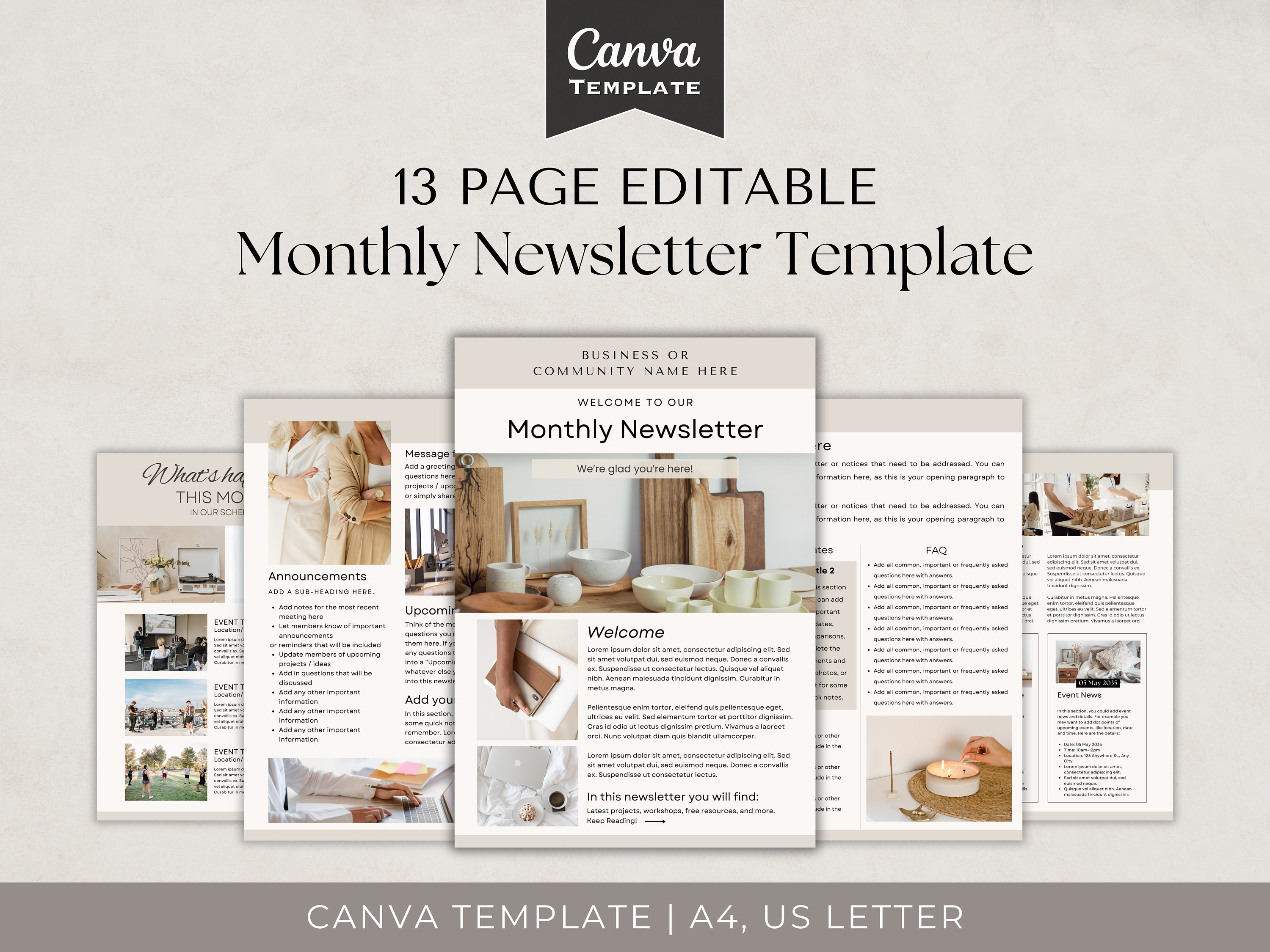 Editable Newsletter Template, Business Email, Canva (digital Download ...