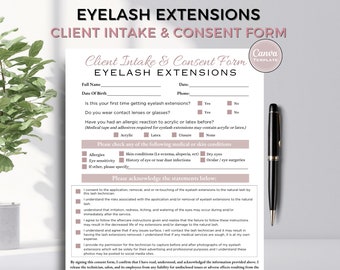 Editable Simple Eyelash Extensions Intake and Consent Form - Etsy