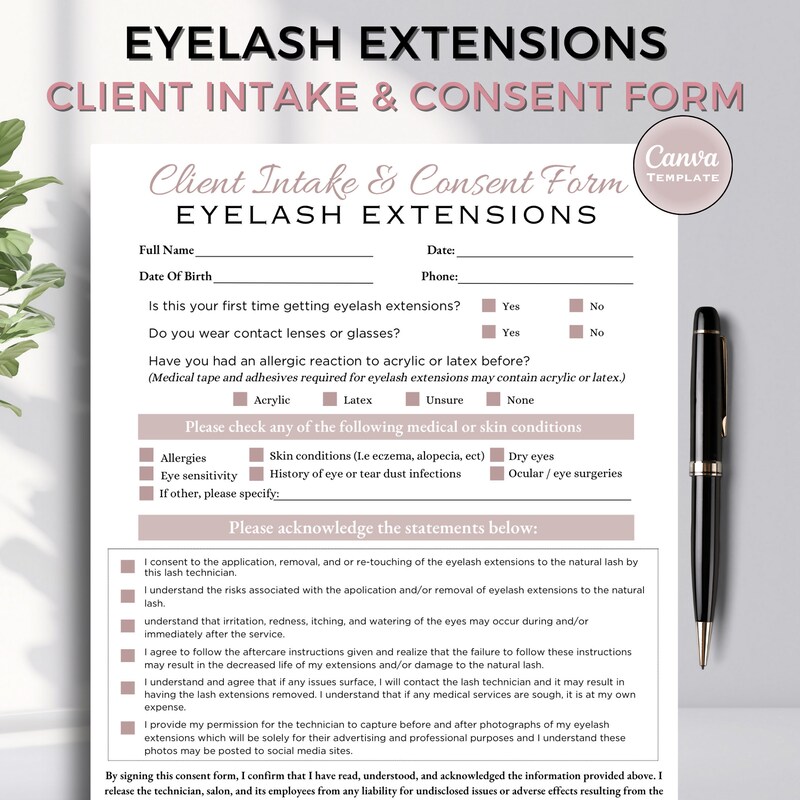 Lash Client Consent - Etsy