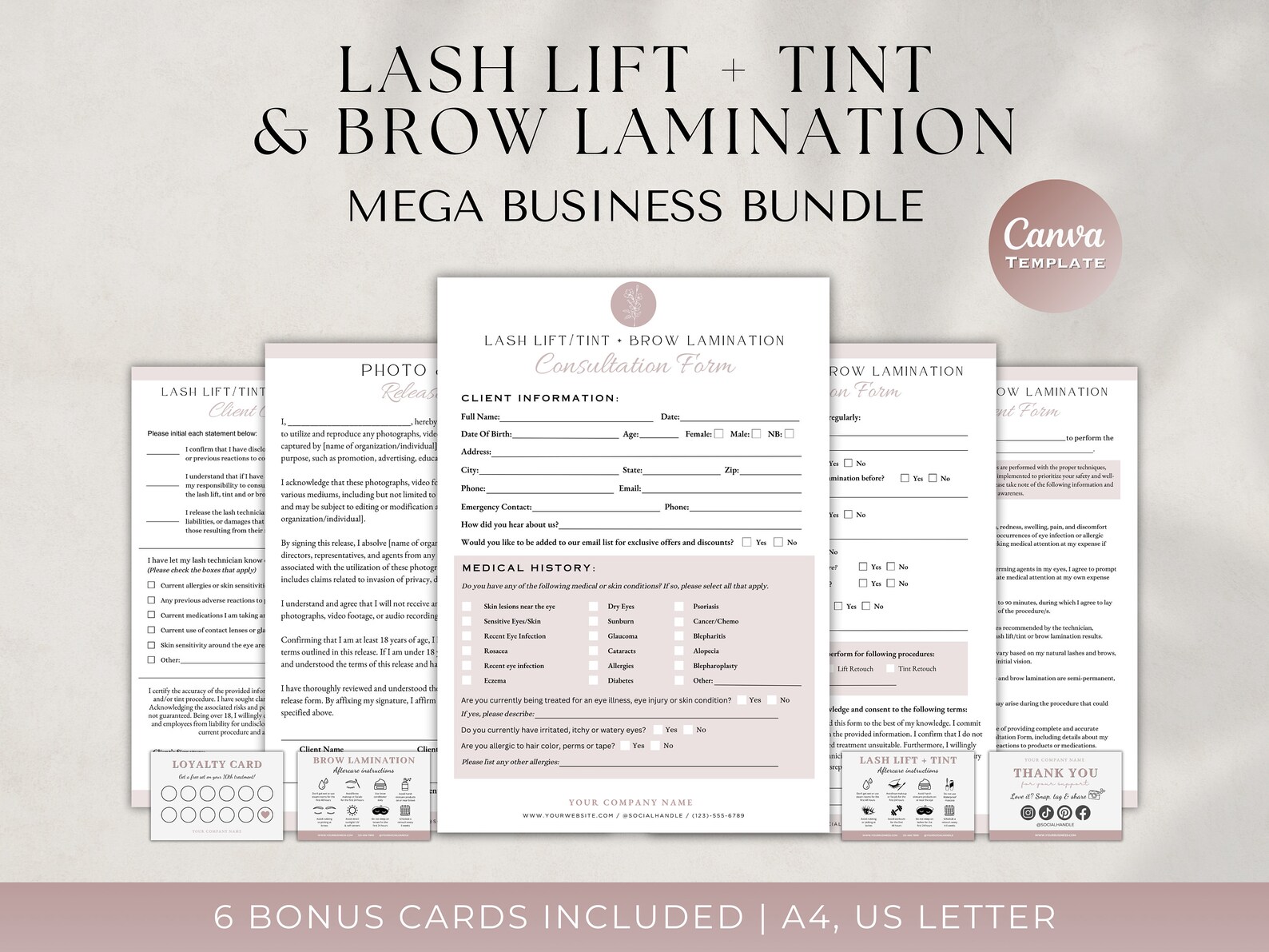 Editable Lash Lift and Brow Lamination Templates, Printable Esthetician ...