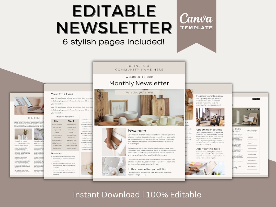 Editable Business Newsletter Template, 6-page Canva Design - Etsy