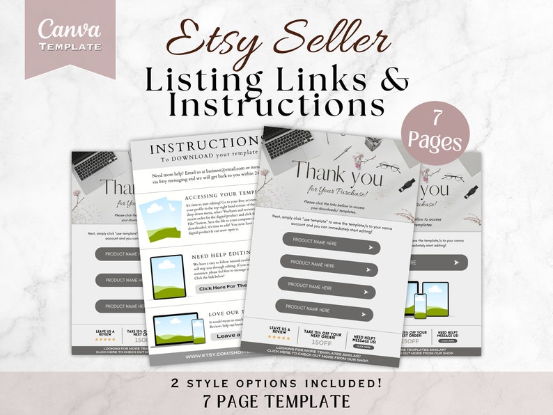 Etsy Digital Product Instructions Template, Thank You Note for Digital ...