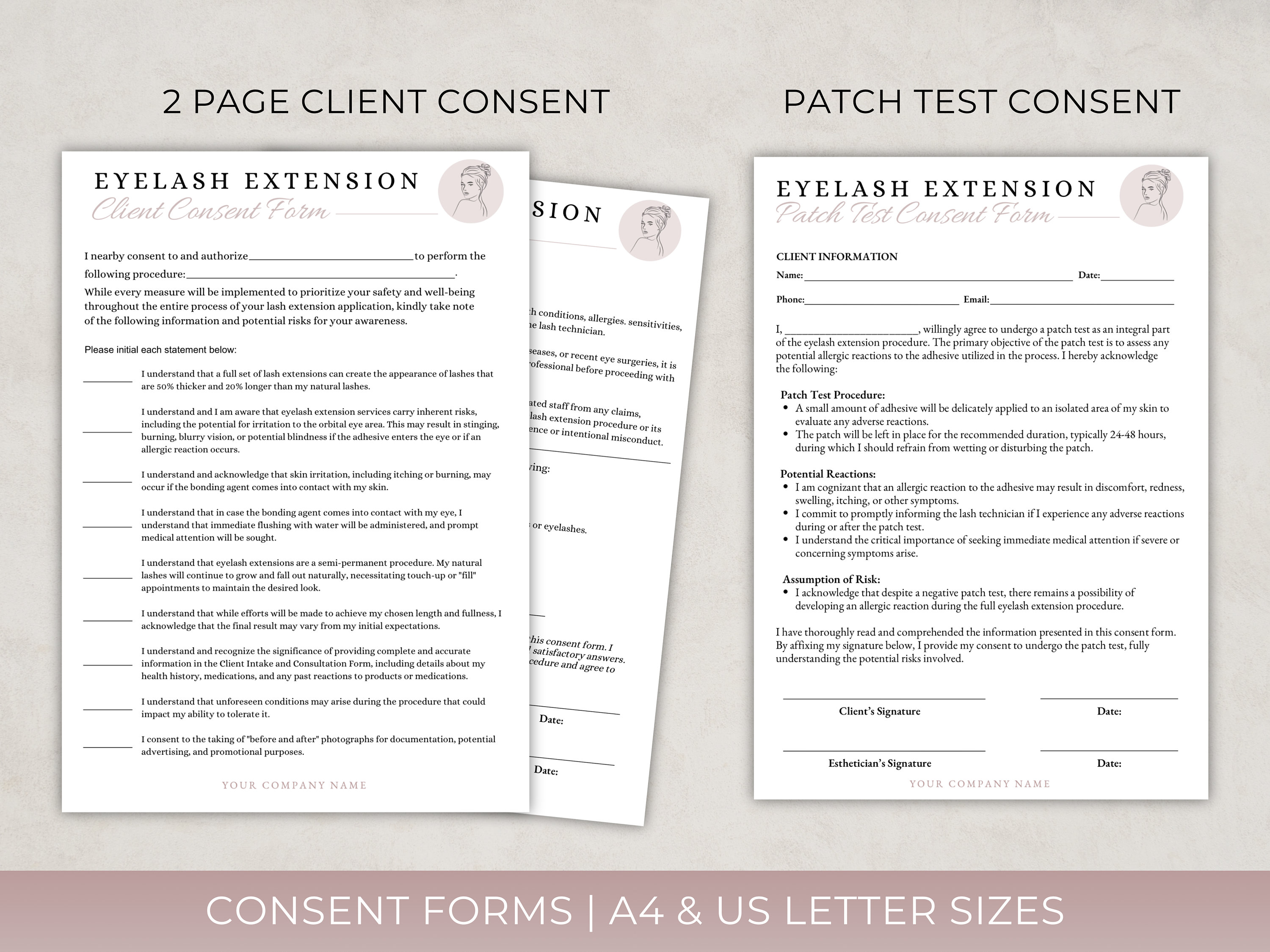 Eyelash Extension Form Bundle, Editable Lash Consent Forms, Lash Tech ...