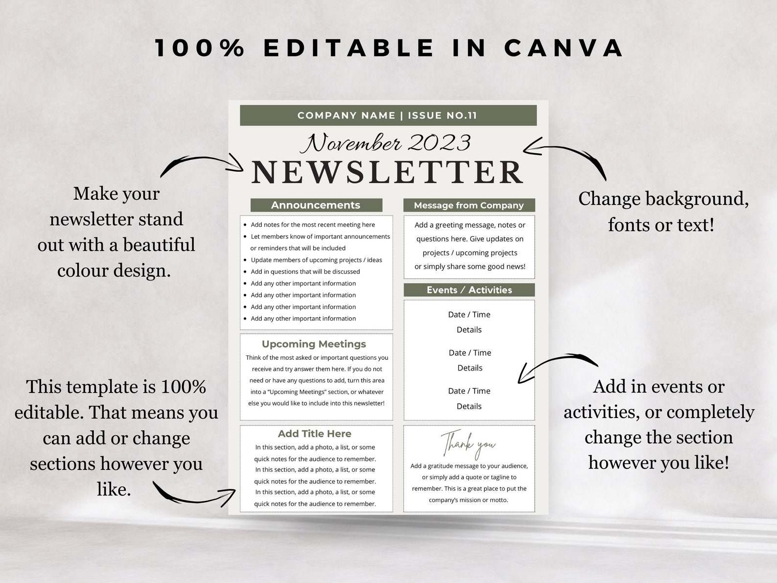 Editable Business Newsletter Template, Canva Layout (digital Download ...