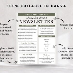 Editable Business Newsletter Template, Canva Layout (digital Download ...