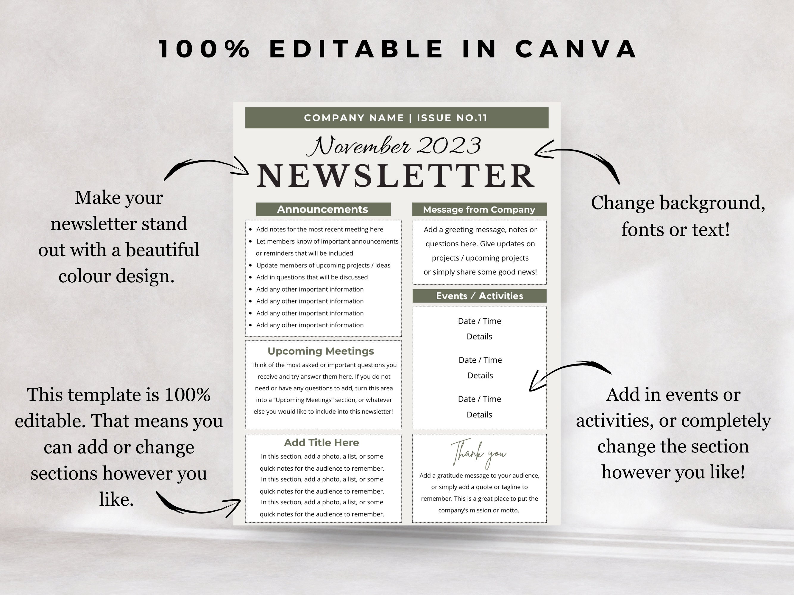 Editable Business Newsletter Template, Canva Layout (digital Download ...