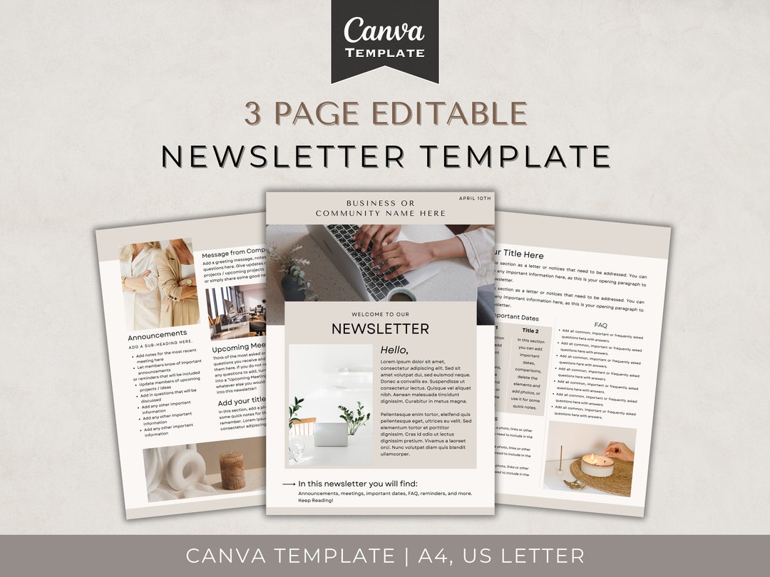 Editable Business Newsletter Template, Modern Minimalist Design (canva ...