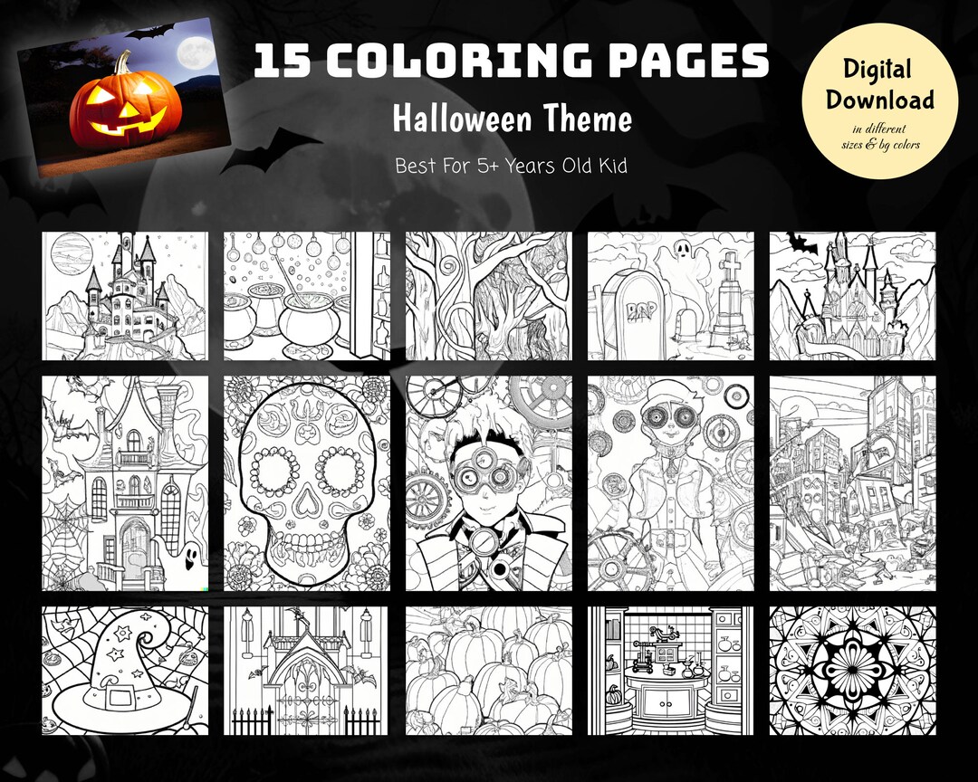 Spooky Halloween Coloring Book | Intricate Designs | Witch, Ghost ...