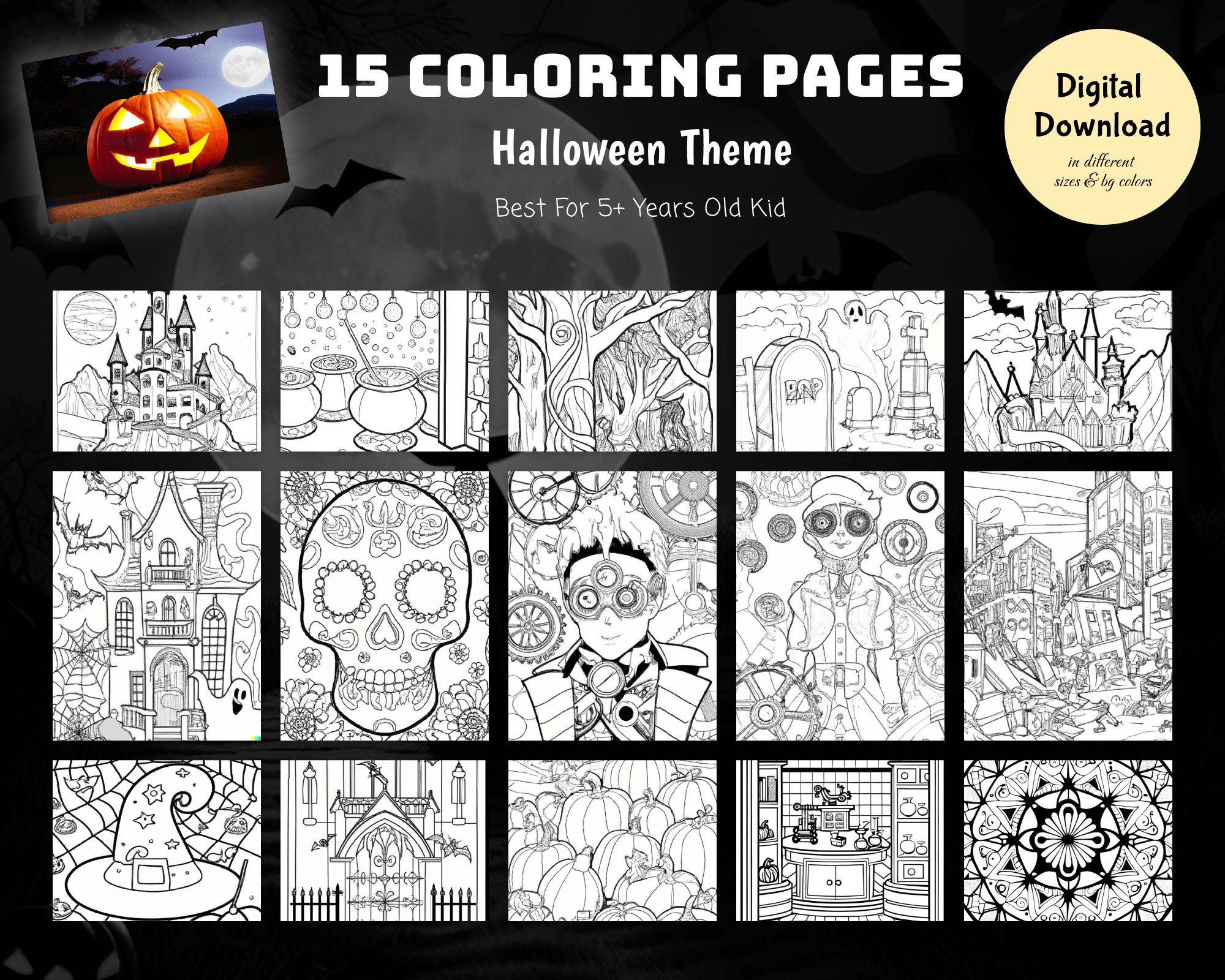 Spooky Halloween Coloring Book Intricate Designs Witch, Ghost, Haunted ...