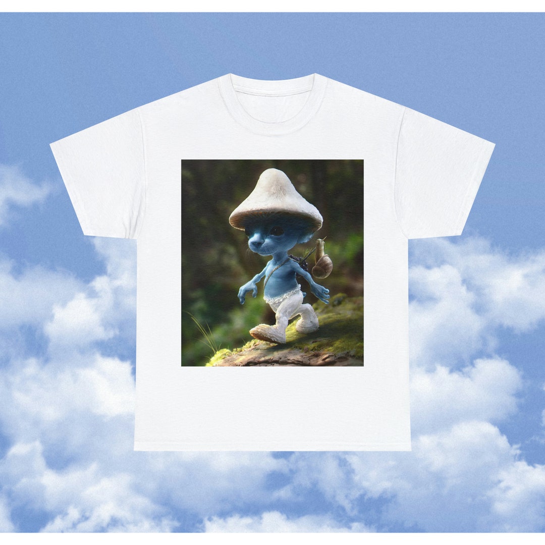 Meme Smurf Cat T-shirt Blue Cat Mushroom Cat Smurf Tiktok - Etsy