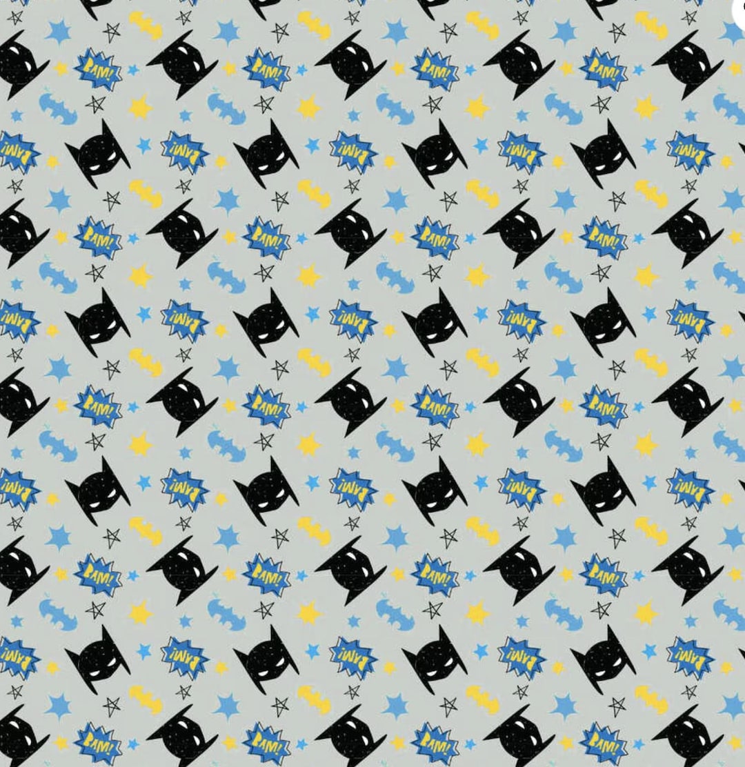 Batman Mask Doodle Fabric DC Comic Batman Collage Cotton - Logo Fabric ...