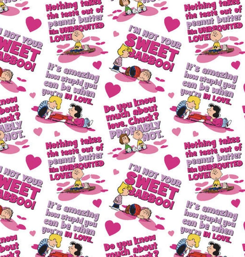 The PEANUTS Characters Cartoon Valentine Cotton Fabric -love Quotes by ...