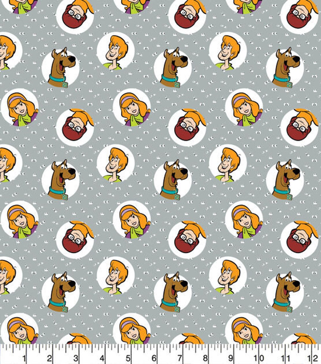 Scooby Doo Eye See You 100% Cotton Fabric, by the Half Yard, Mystery ...